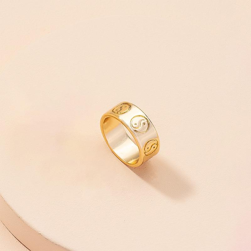 Y2K Cute Heart Flower Rings Metal Cloud Crystal Fashion Goth Punk Char ...