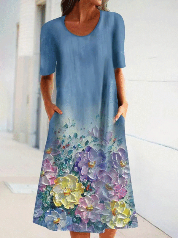 A-Line Polyester Cotton Short Sleeve Statement Dresses – seamiss